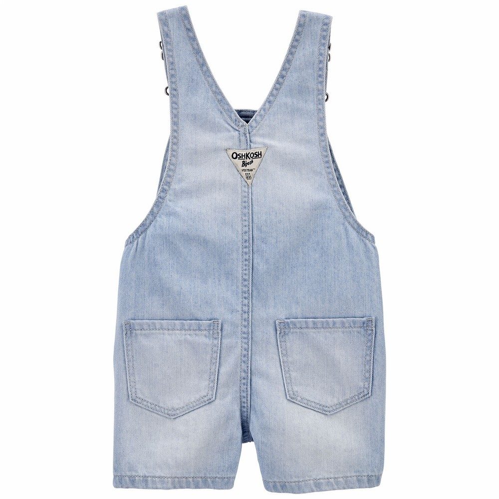 OshKosh B'gosh Eyelet Denim Shortalls in Pastel Wash | Toddler Girl